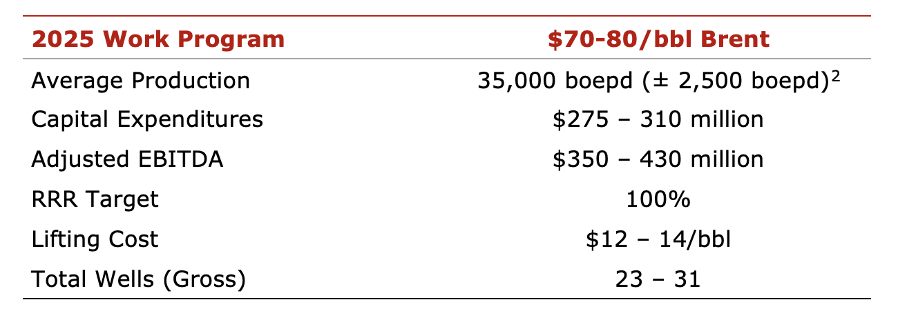 The table below provides the main highlights of the 2025 work program: